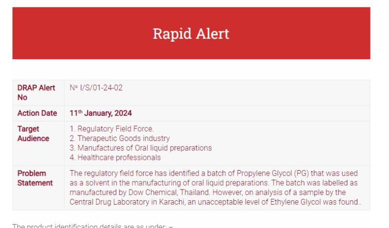 Toxic Cough Syrup Alert in Pakistan: Dow Chemical Raw Materials Under ...
